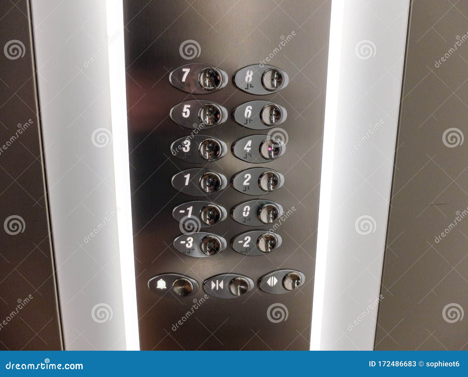 Buttons with Floors Numbers in an Elevator / Lift Stock Image - Image ...