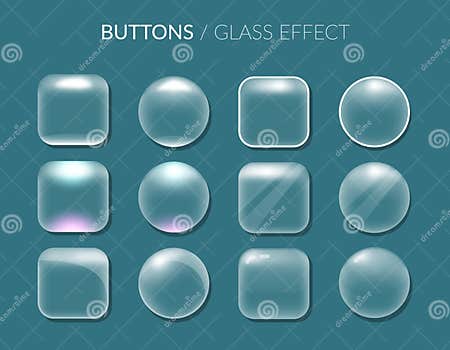 Buttons. Glass effect stock vector. Illustration of crystal - 66269280