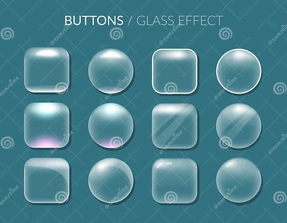 Buttons. Glass effect stock vector. Illustration of crystal - 66269280