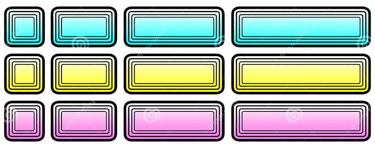 Buttons with Gradient, Square and Rectangular Shapes Collection ...