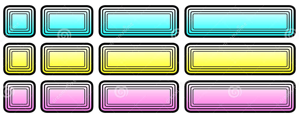 Buttons with Gradient, Square and Rectangular Shapes Collection ...