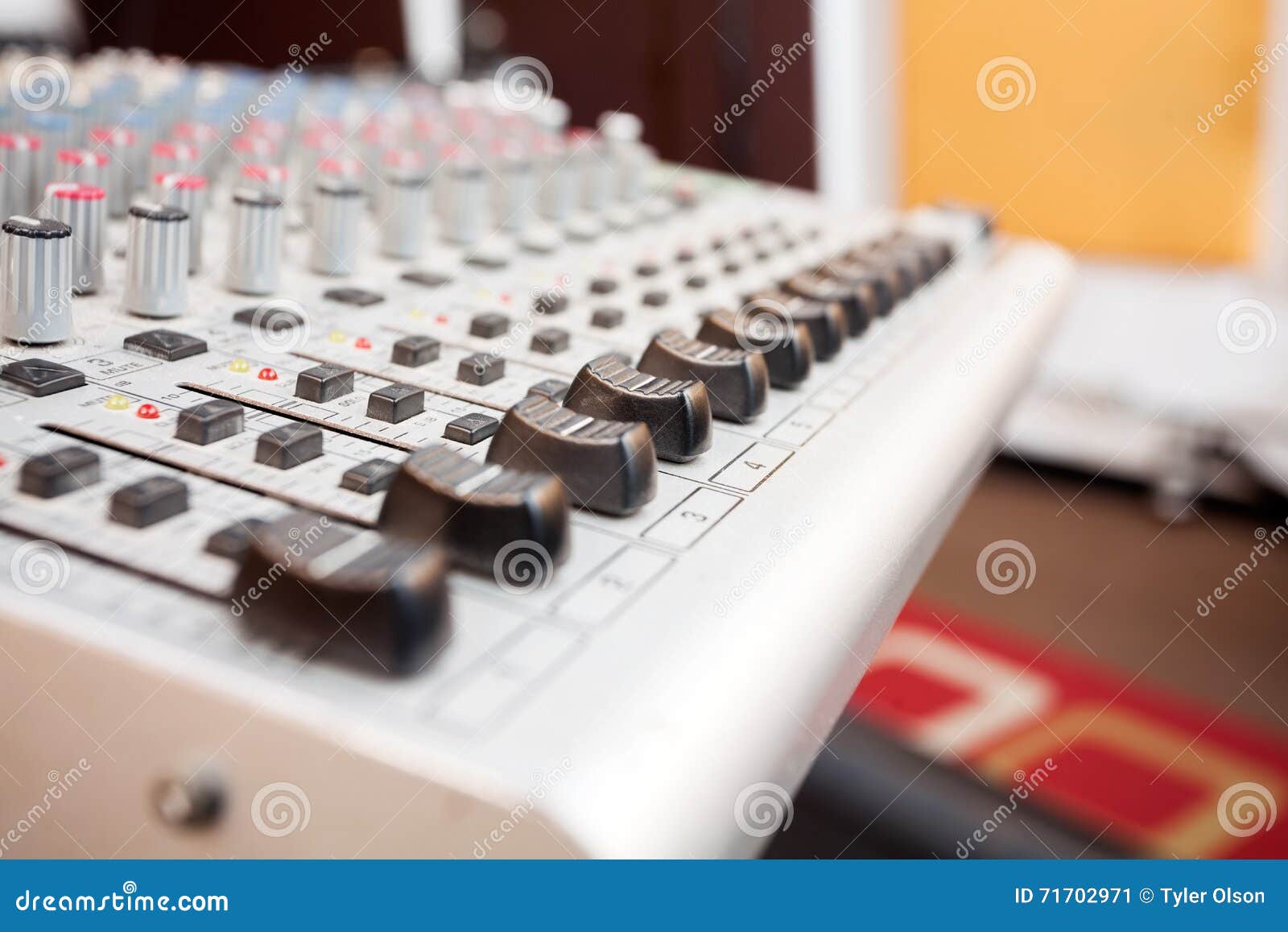Buttons on Gray Music Mixer in Recording Studio Stock Image - Image of ...