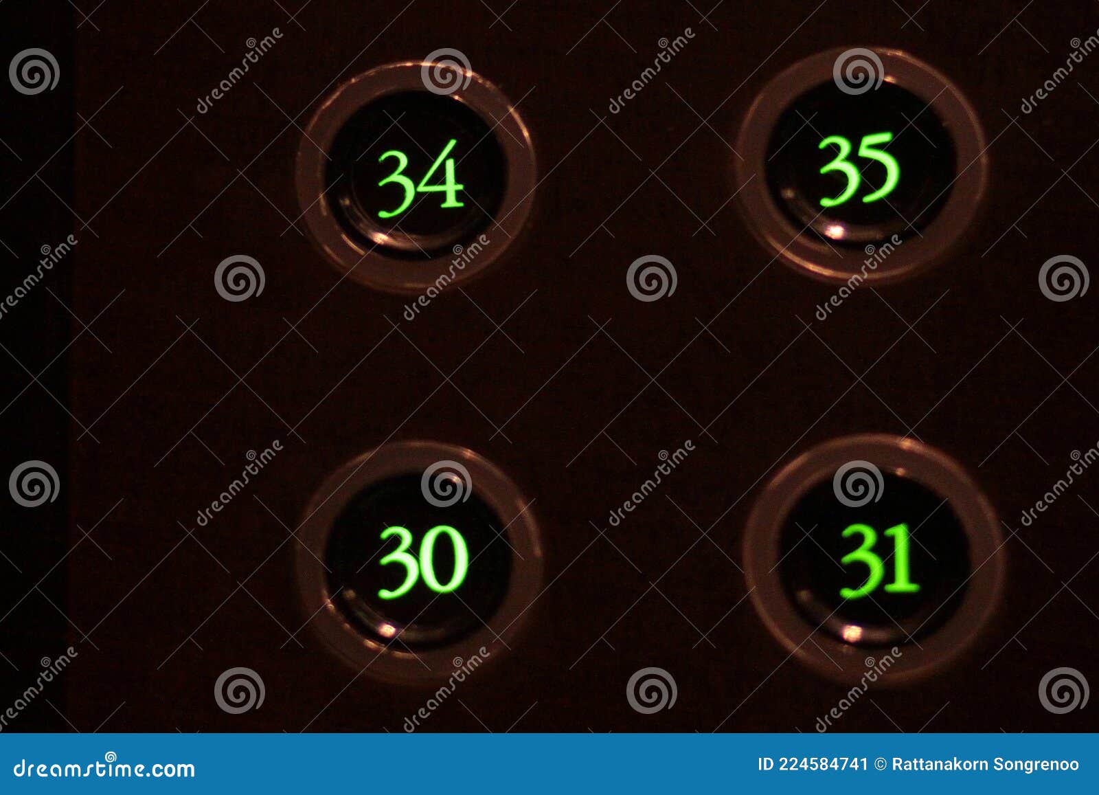 Buttons with Green Light Numbers Lift in the Elevator Stock Image ...