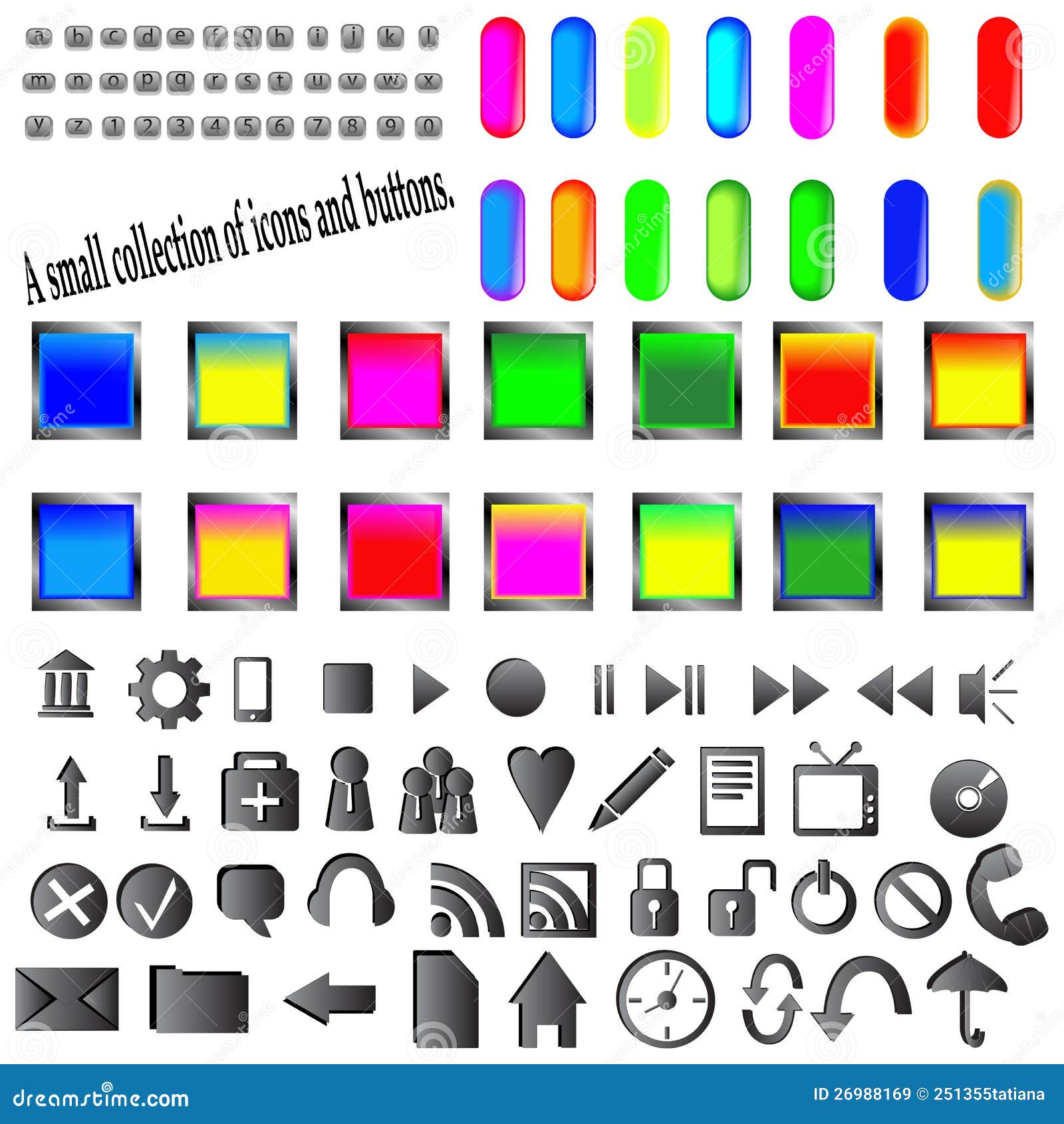 Buttons and icons stock vector. Illustration of clear - 26988169