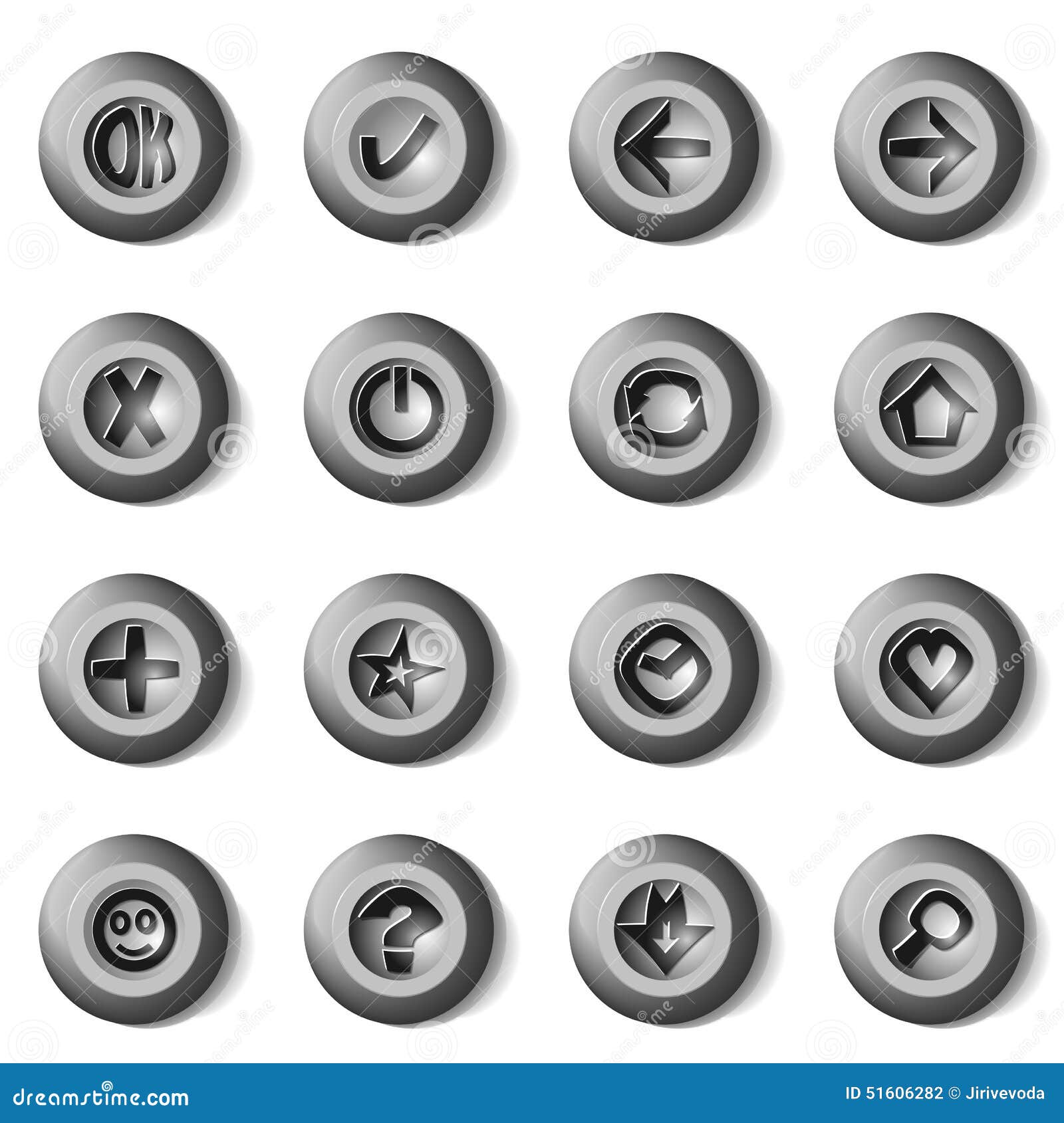 Buttons with Icons in Grayscale Stock Vector - Illustration of history ...