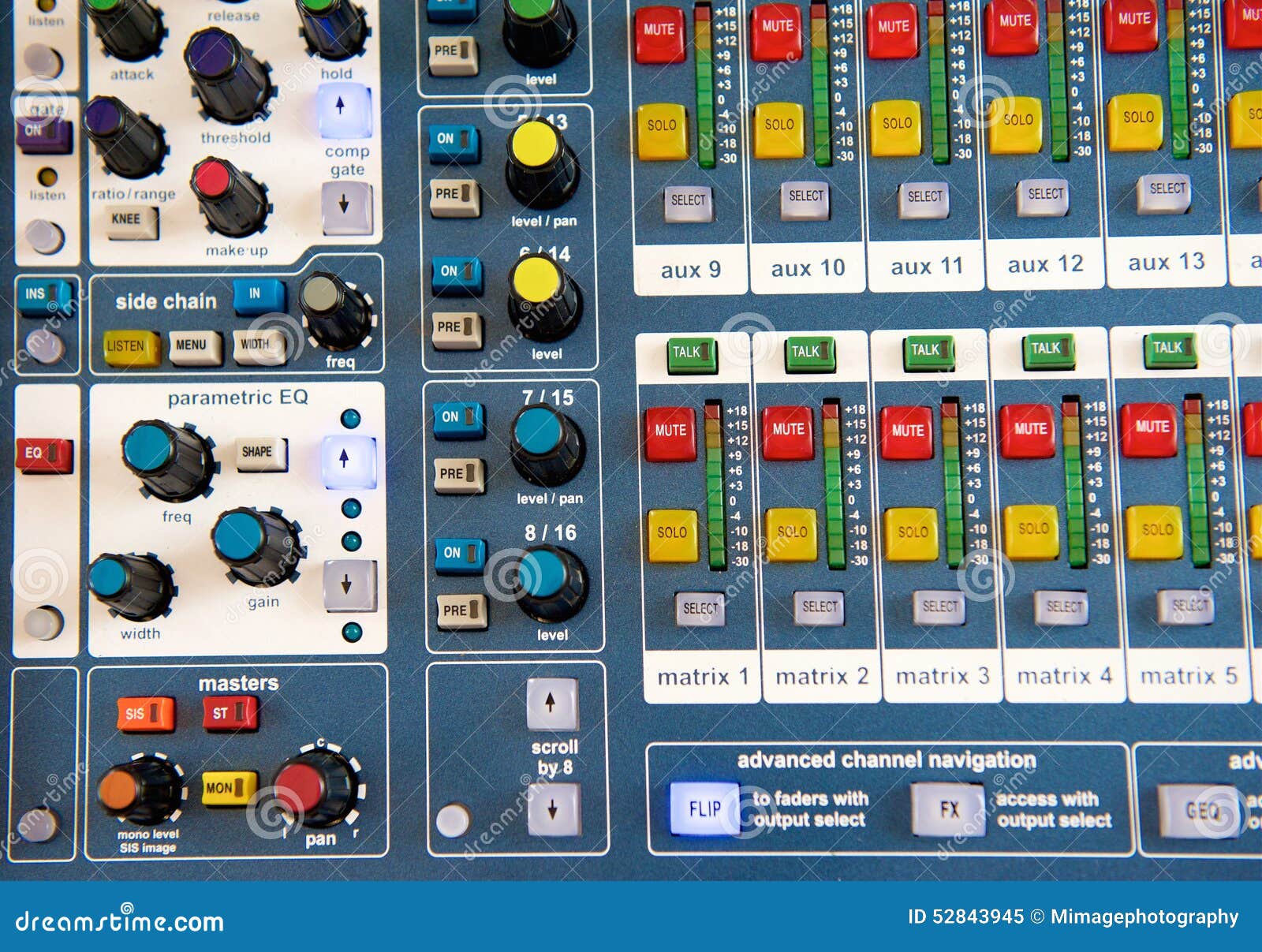 Buttons and Knobs on Stereo Audio Mixer Stock Illustration ...
