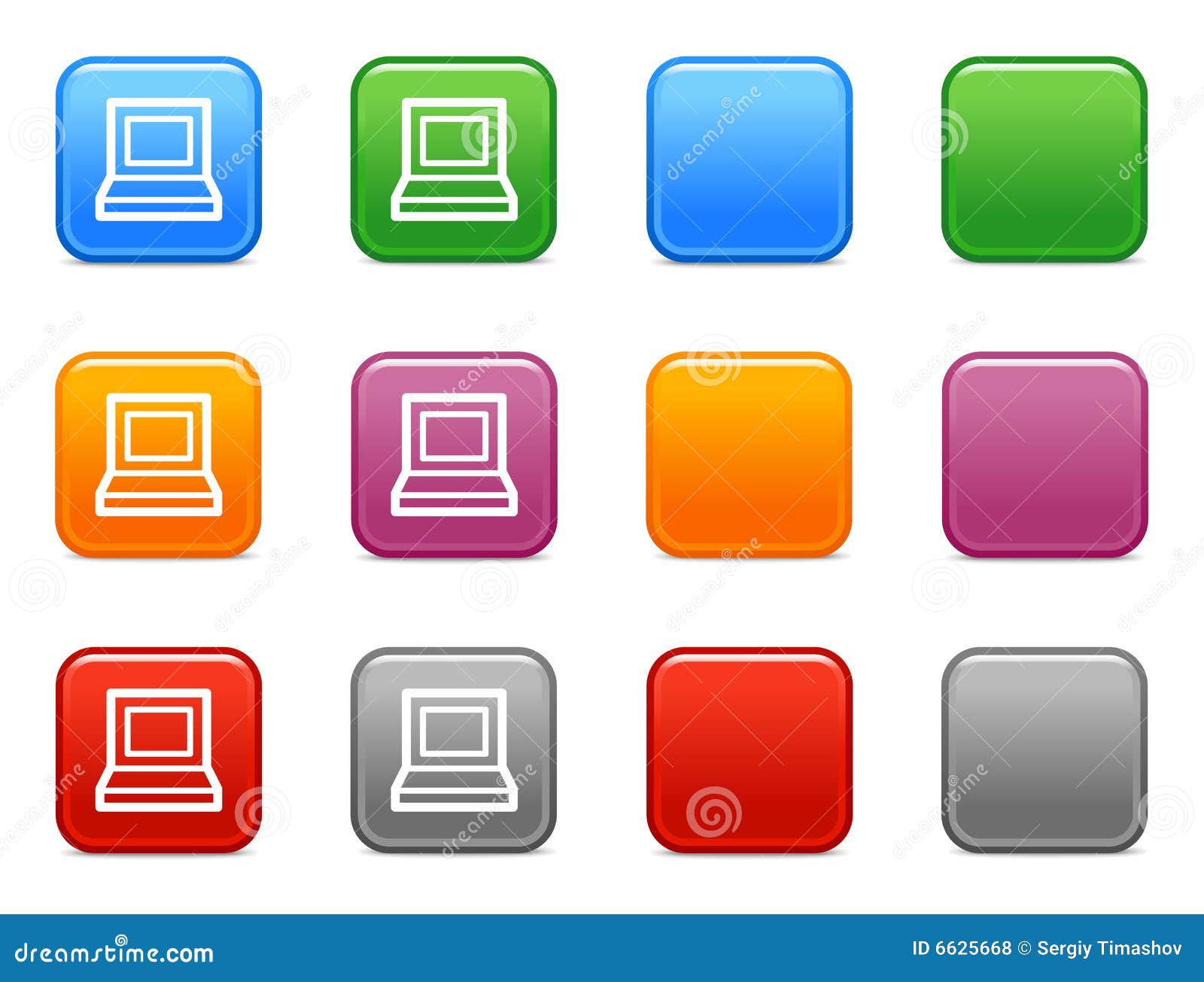 Buttons with laptop icon stock vector. Illustration of colour - 6625668
