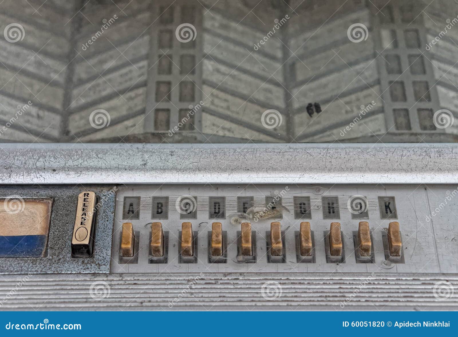 Buttons, Letters and Playlists on Control Panel of Old Jukebox Stock ...