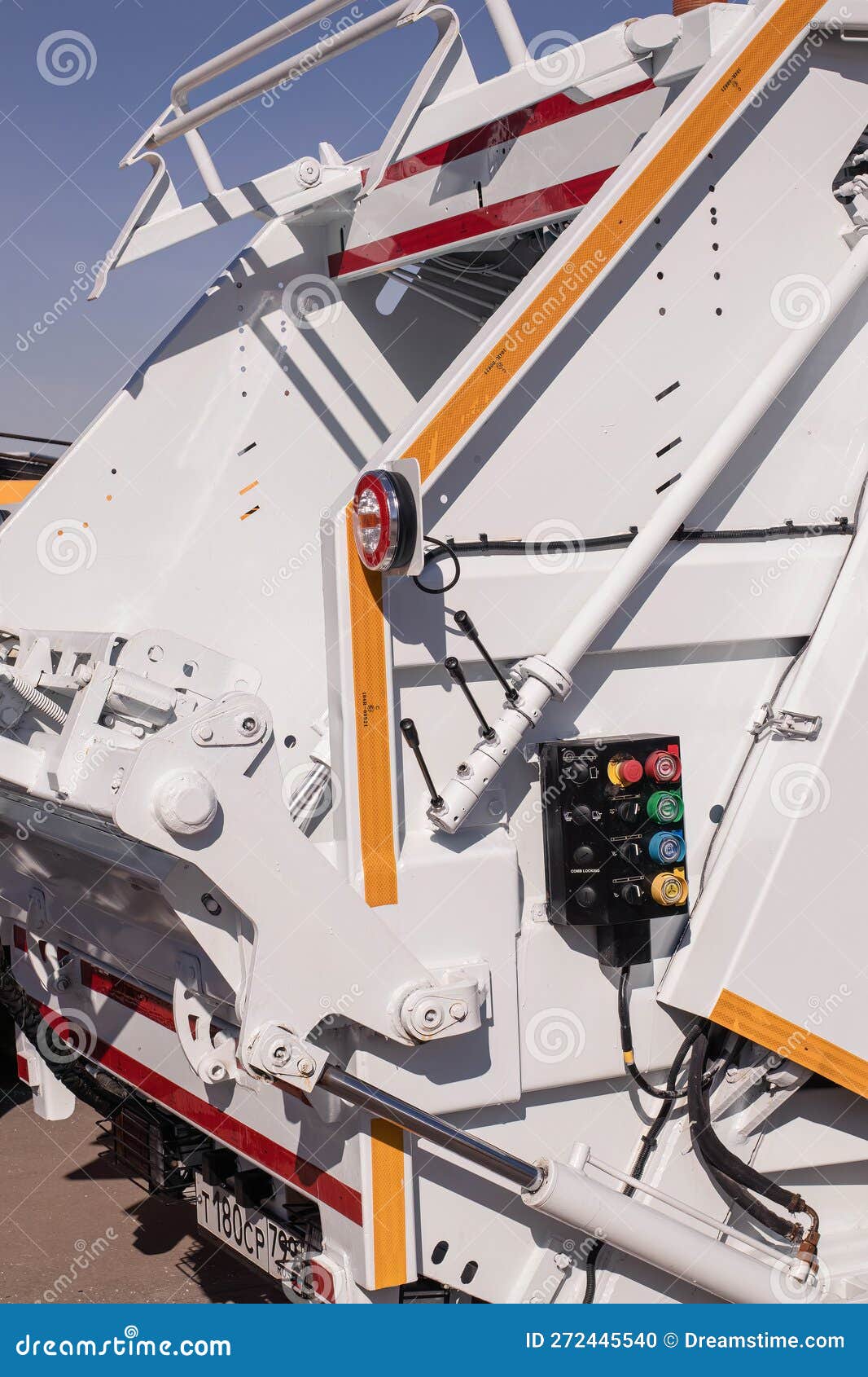 Buttons and Levers of Control Panel of the White Garbage Truck Stock ...