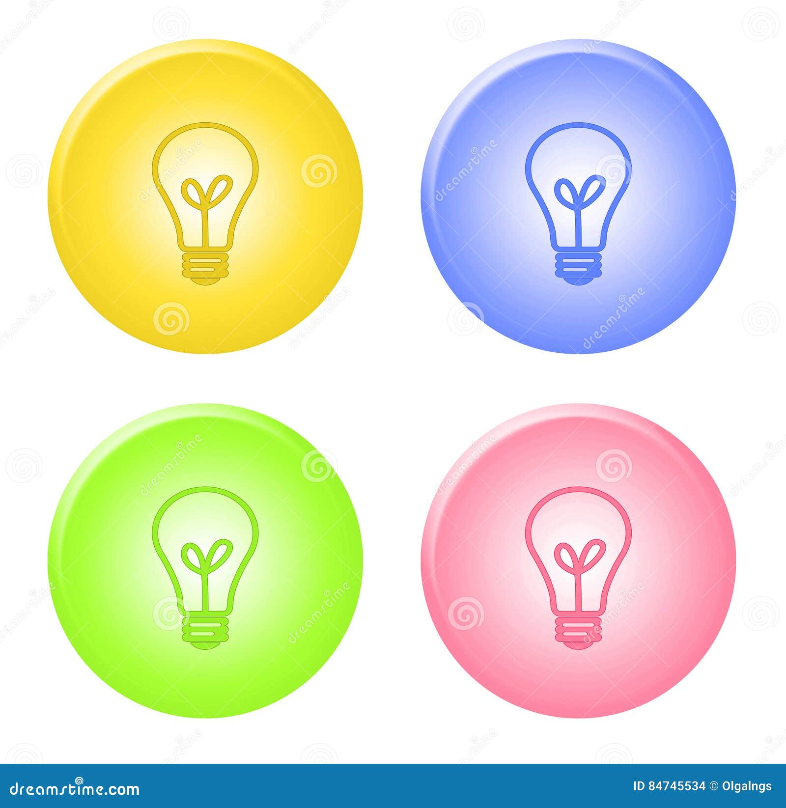 Buttons light bulbs stock illustration. Illustration of graphic - 84745534