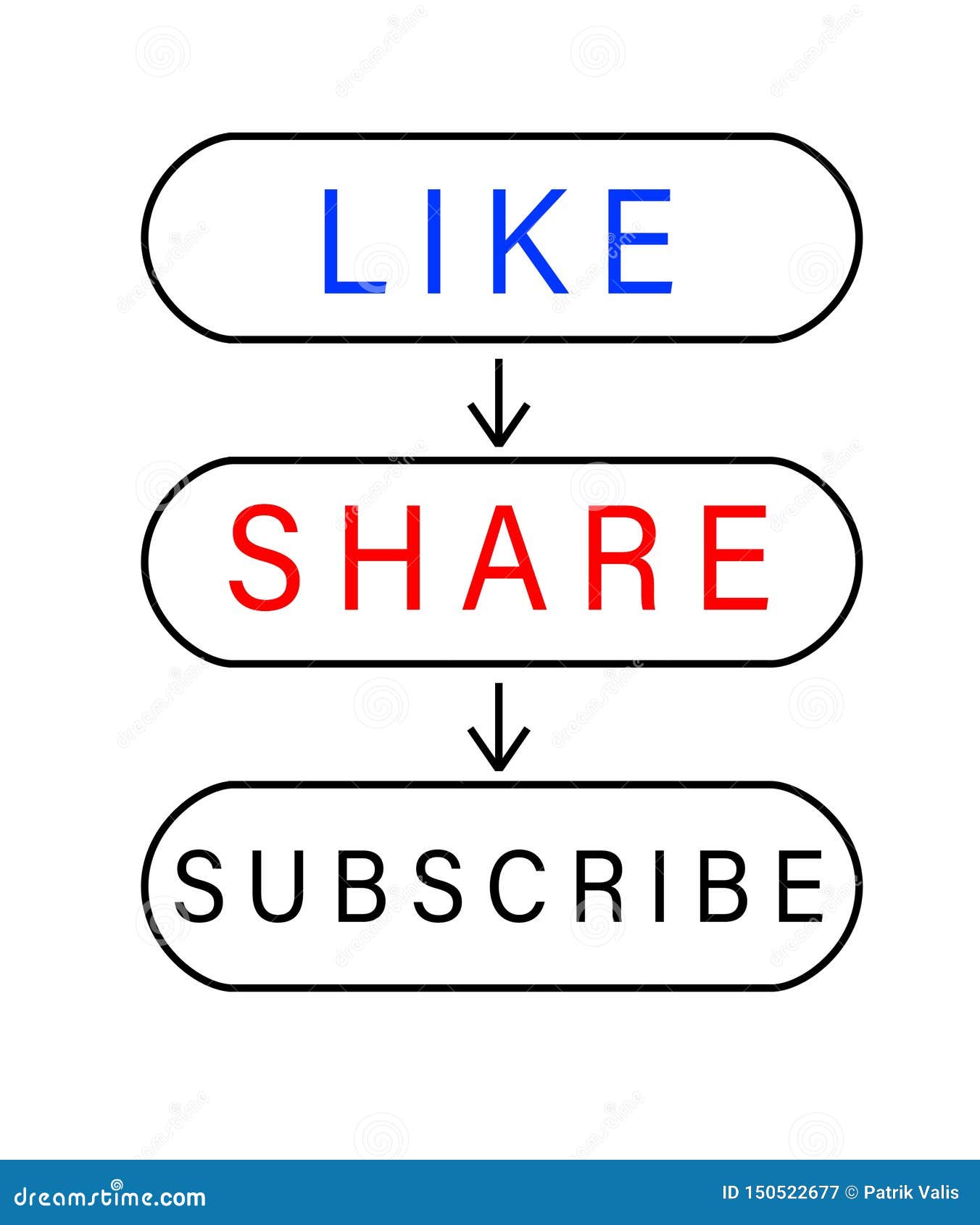 Buttons for Like, Share and Subscribe. Stock Illustration ...