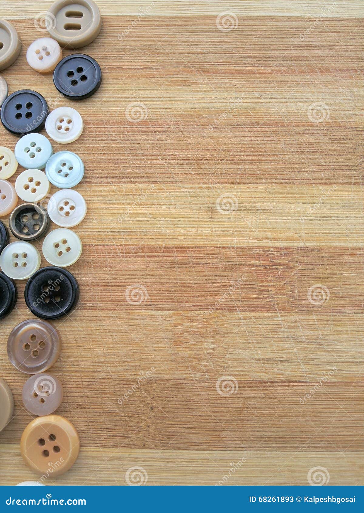 Buttons Line on Wooden Background Stock Image - Image of coat, fabric ...