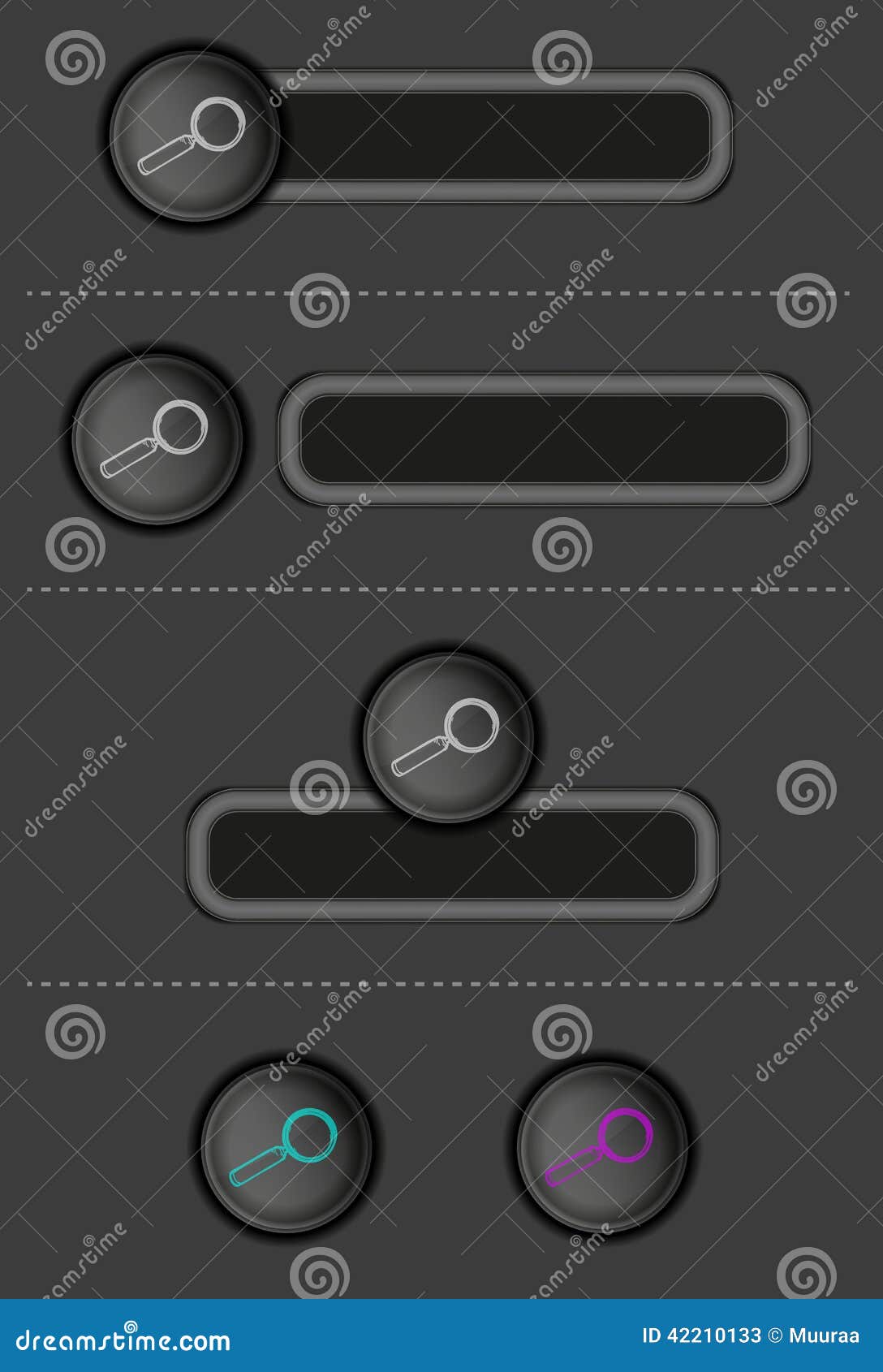 Buttons with Magnifying Glass Stock Illustration - Illustration of ...