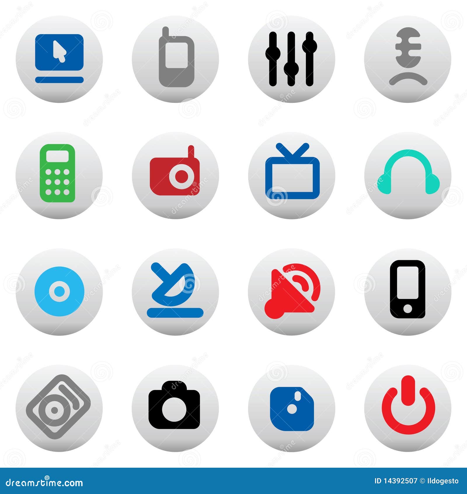 Buttons for media devices stock vector. Illustration of internet - 14392507