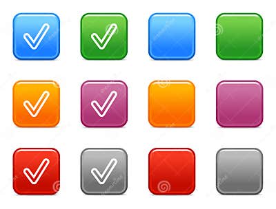 Buttons with ok icon stock vector. Illustration of simple - 6518802