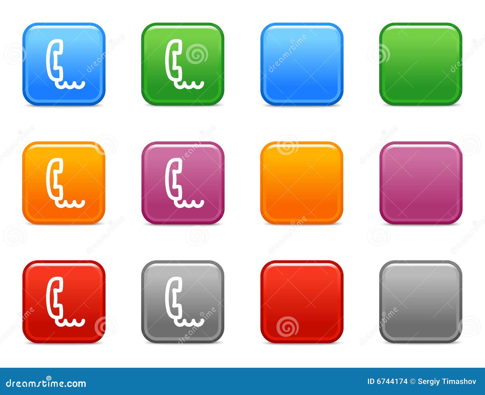 Buttons with phone icon stock vector. Illustration of symbols - 6744174
