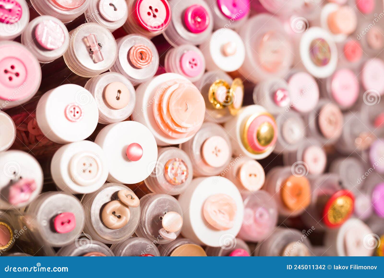 Buttons in Plastic Containers in Store Stock Photo - Image of synthetic ...