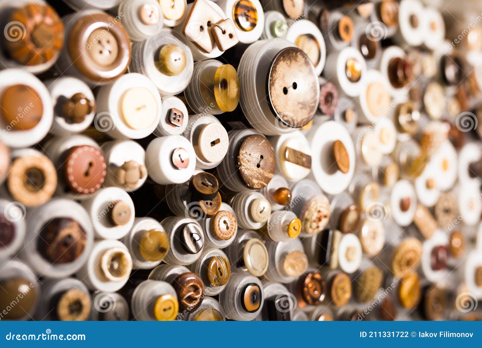 Buttons in Plastic Containers in Store Stock Photo - Image of handiwork ...