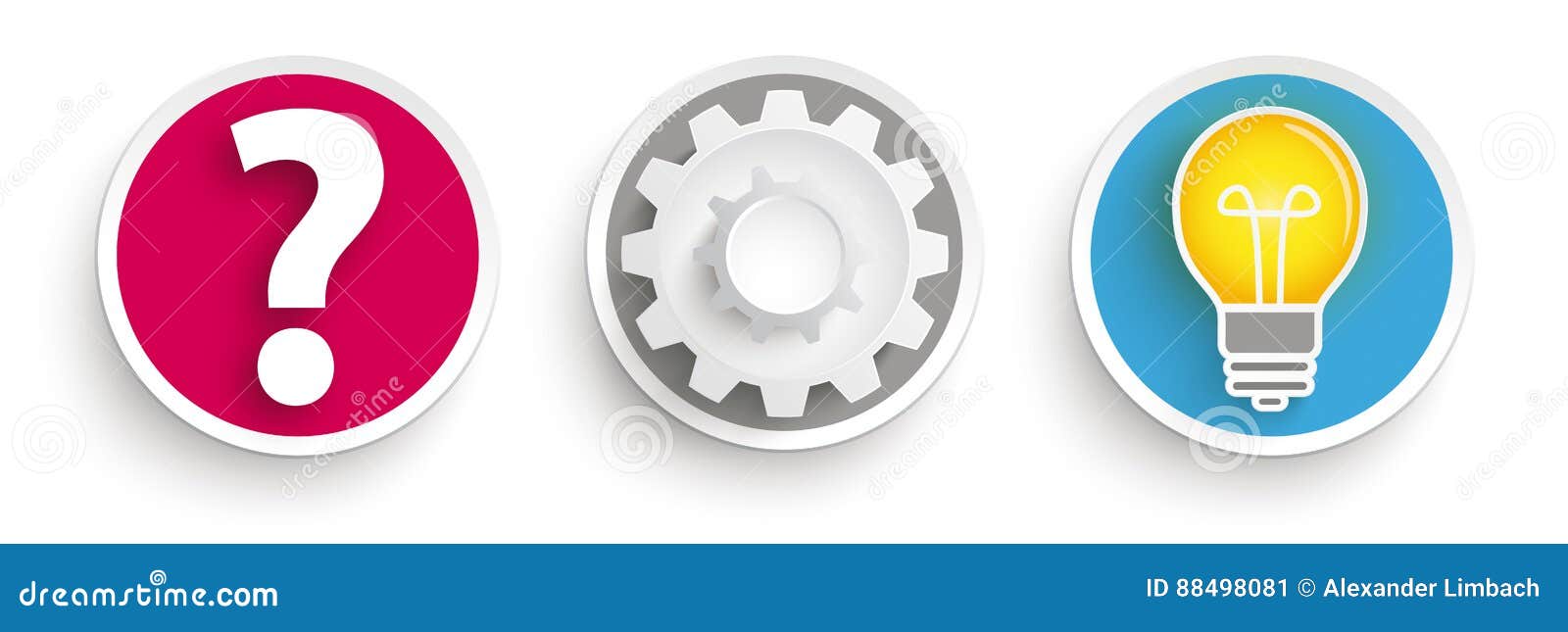 3 Buttons Question Gear Wheel Idea Bulb Stock Illustration ...