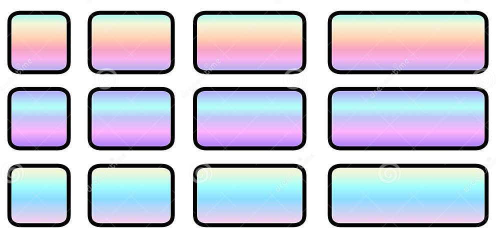 Buttons with Rainbow Iridescent Gradient, Square and Rectangular Shapes ...