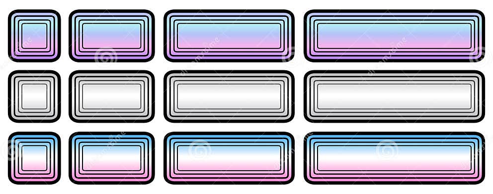 Buttons with Rainbow Iridescent Gradient, Square and Rectangular Shapes ...