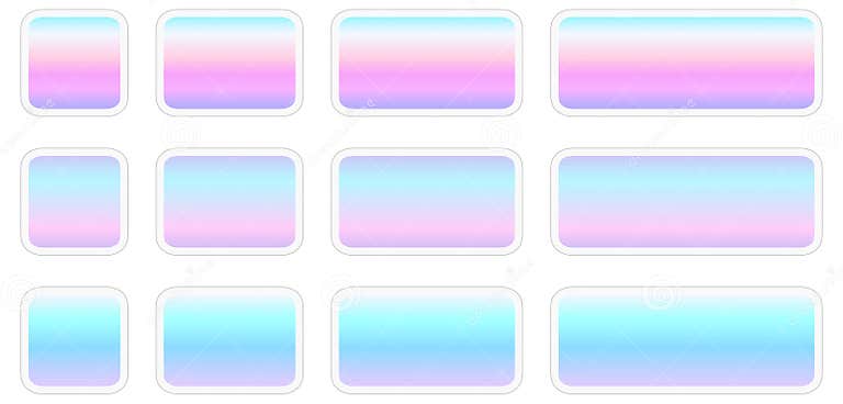 Buttons with Rainbow Iridescent Gradient, Square and Rectangular Shapes ...