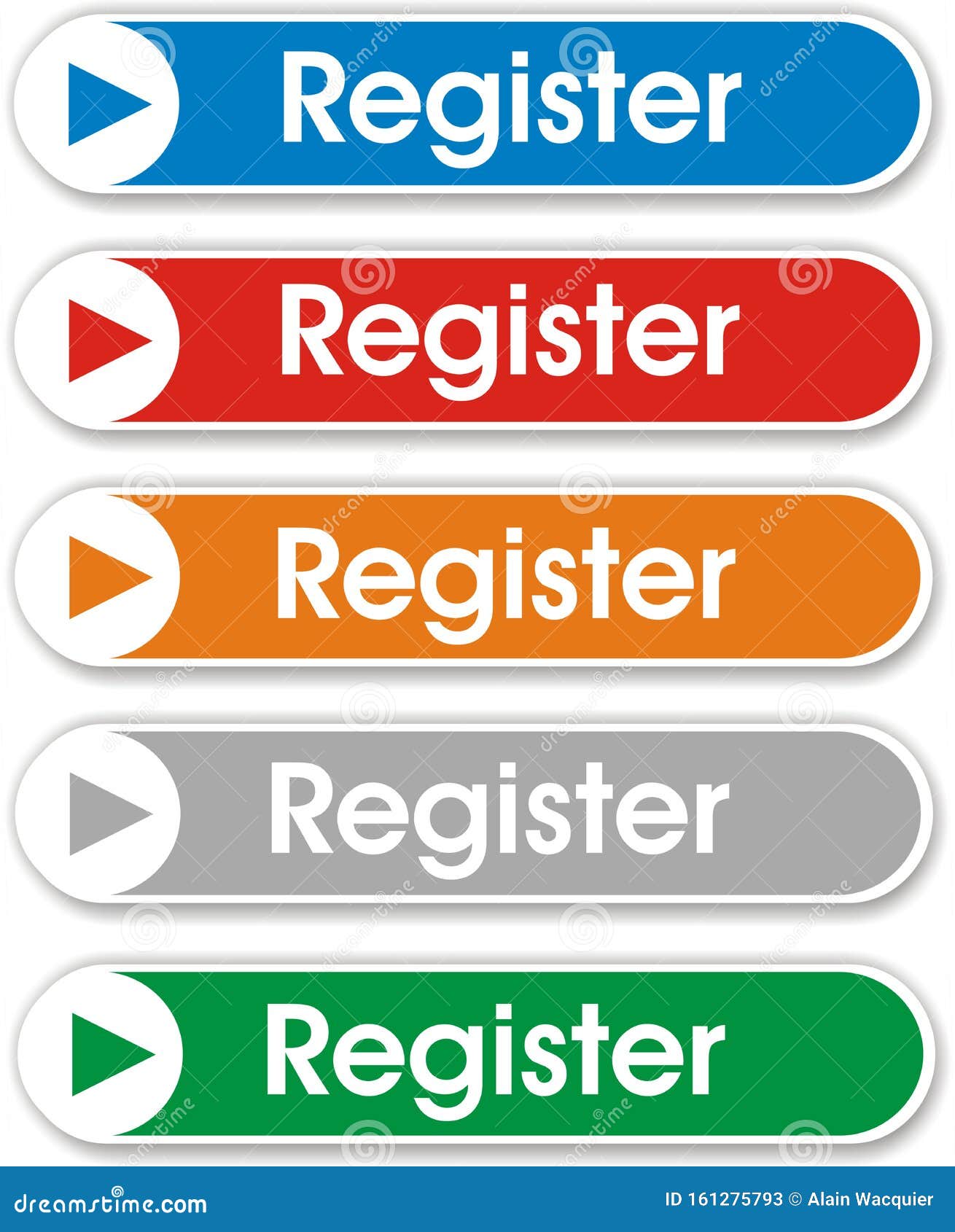 Buttons Rectangles with Written on it Register Stock Vector ...