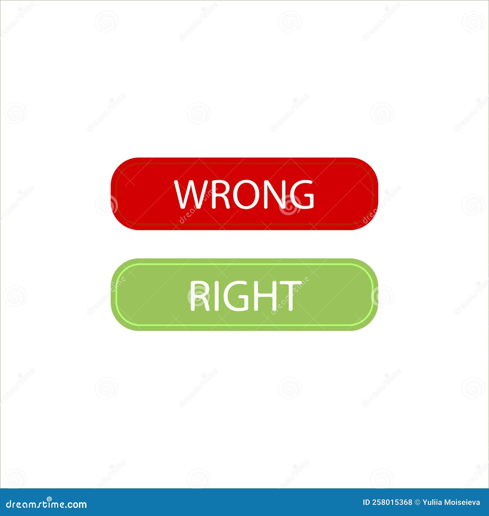 Buttons right and wrong. stock vector. Illustration of isolated - 258015368