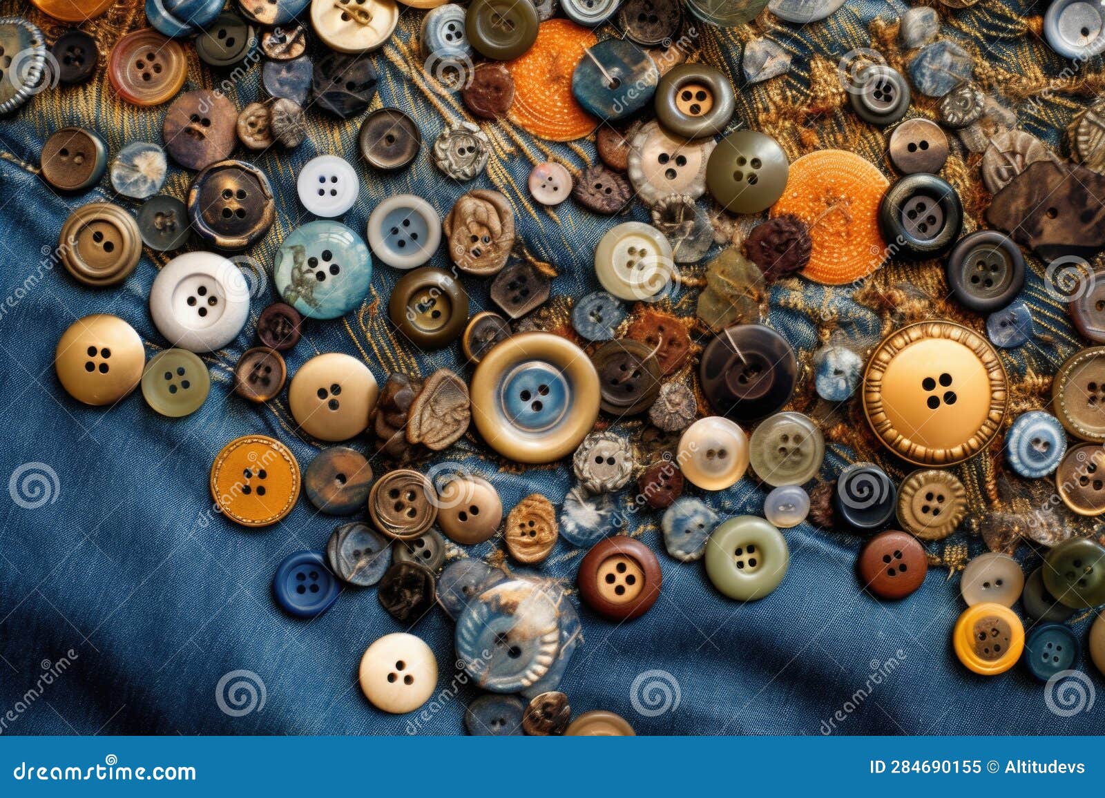 Buttons and Rivets Arranged for Jeans Attachment Stock Illustration ...