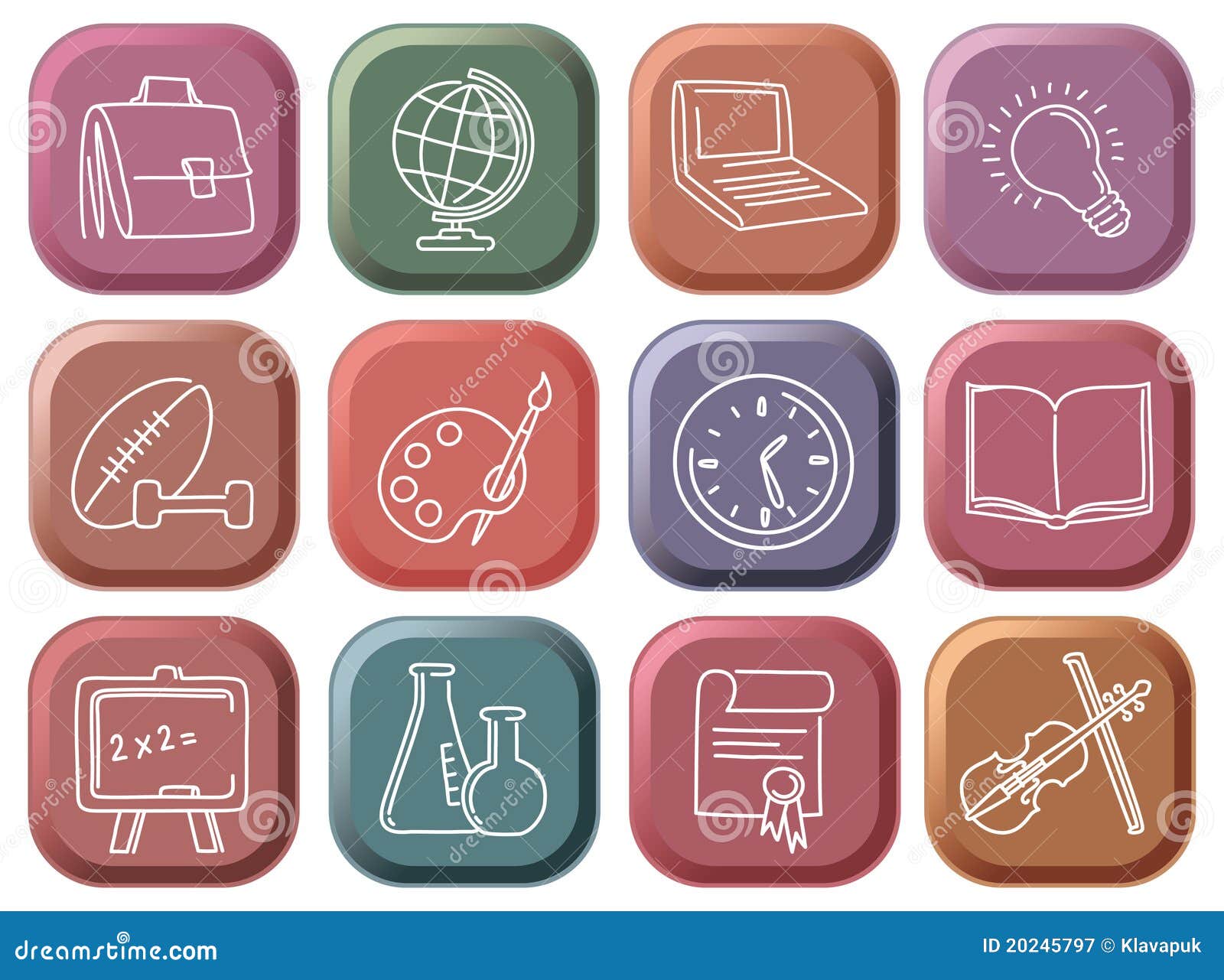 Buttons with School Symbols Stock Vector - Illustration of school ...