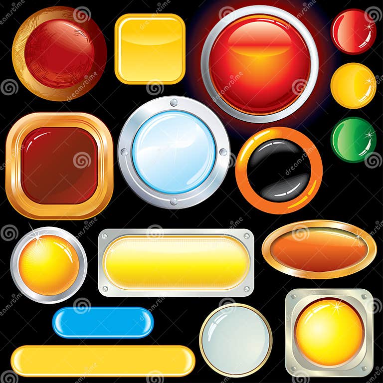 Buttons set stock vector. Illustration of green, light - 15115157