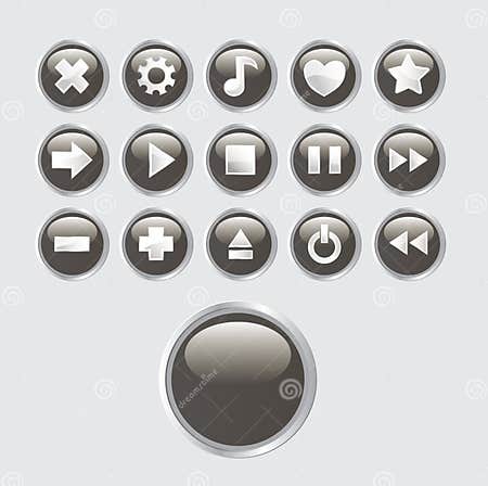 Buttons set stock vector. Illustration of black, symbol - 24130146