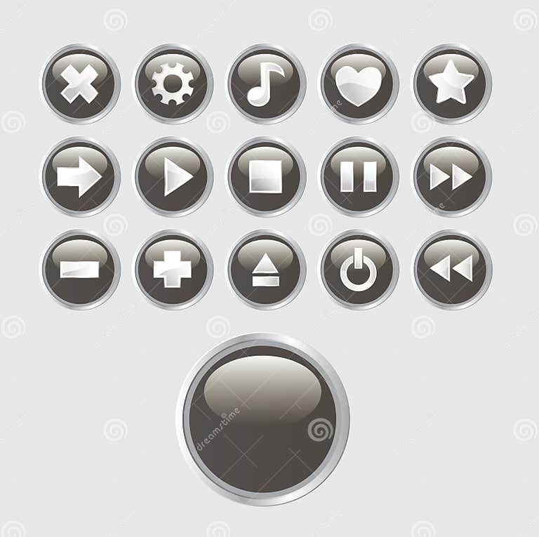 Buttons set stock vector. Illustration of black, symbol - 24130146