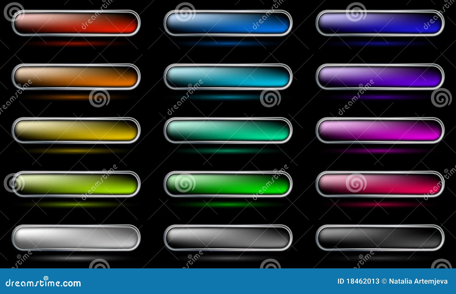 Buttons set 3 (on black) stock vector. Illustration of site - 18462013