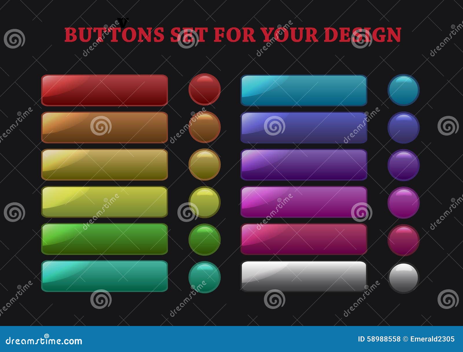 Buttons set stock illustration. Illustration of glossy - 58988558