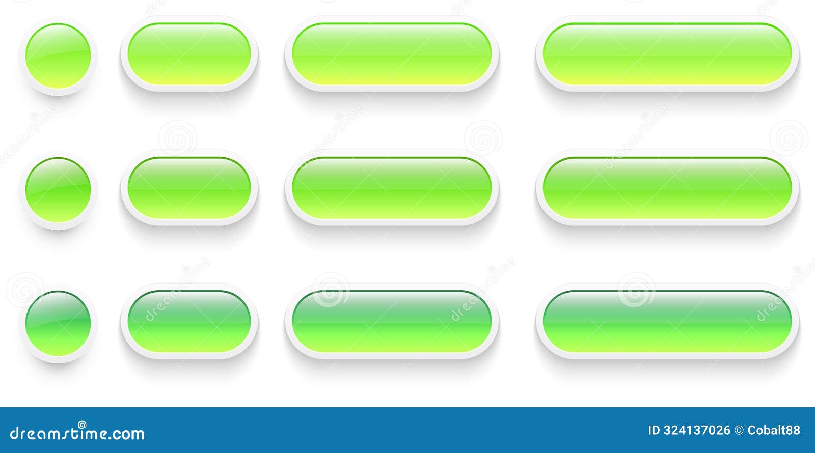 Buttons Set for User Interface, Simple White Green 3D Modern Buttons ... Buttons Set for User Interface, Simple White Green 3D Modern Buttons ...