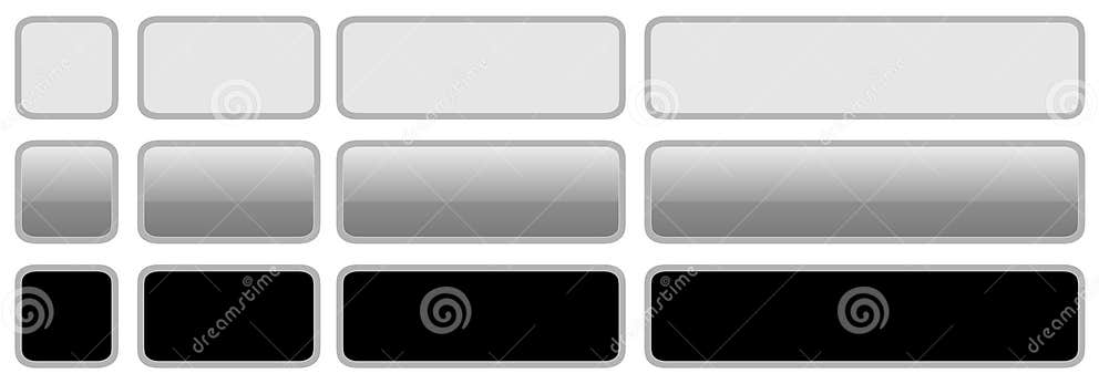 Buttons Silver Gray and Black, Square and Rectangular Shapes Collection ...