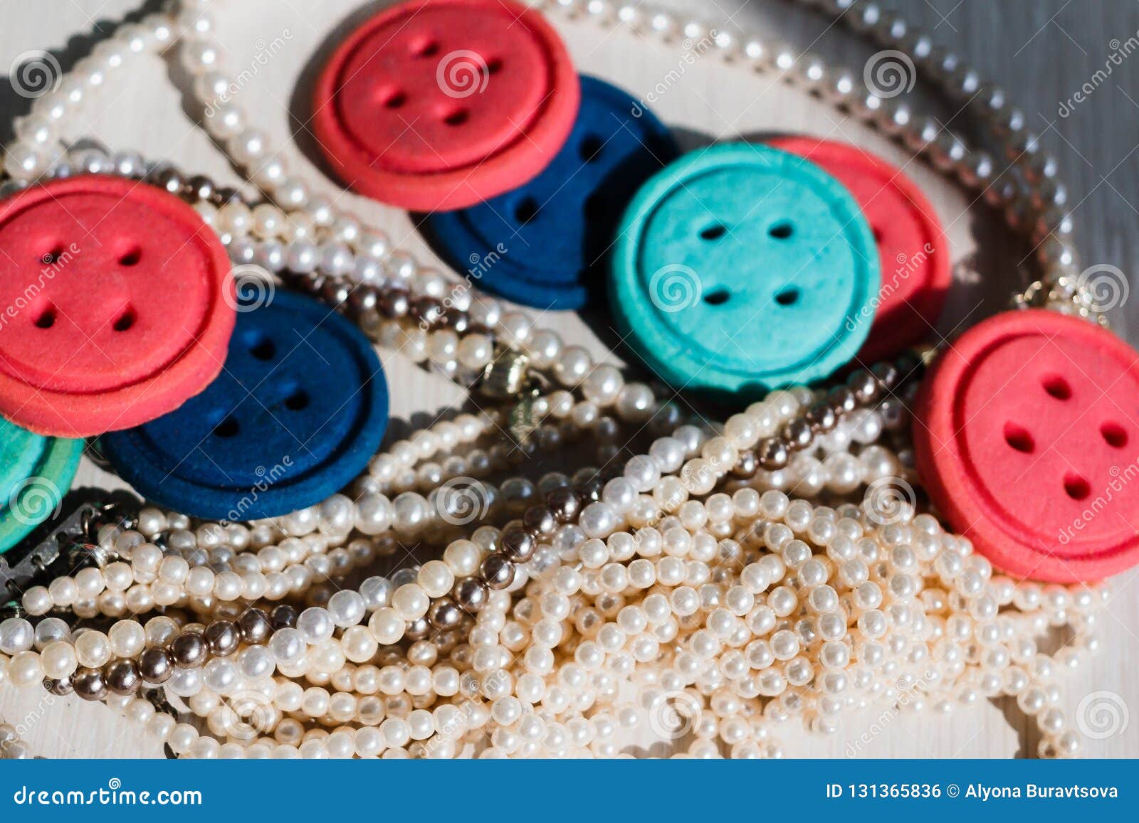 Buttons and Strings of Pearls Stock Photo - Image of bamboo, cartoon ...