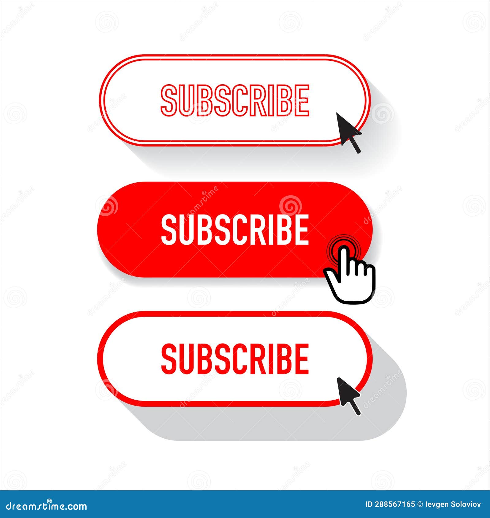 Buttons SUBSCRIBE Red and Text Shadows Stock Vector - Illustration of ...