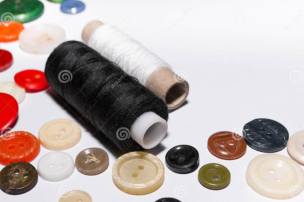 Buttons and thread stock photo. Image of thread, tailor - 153634126