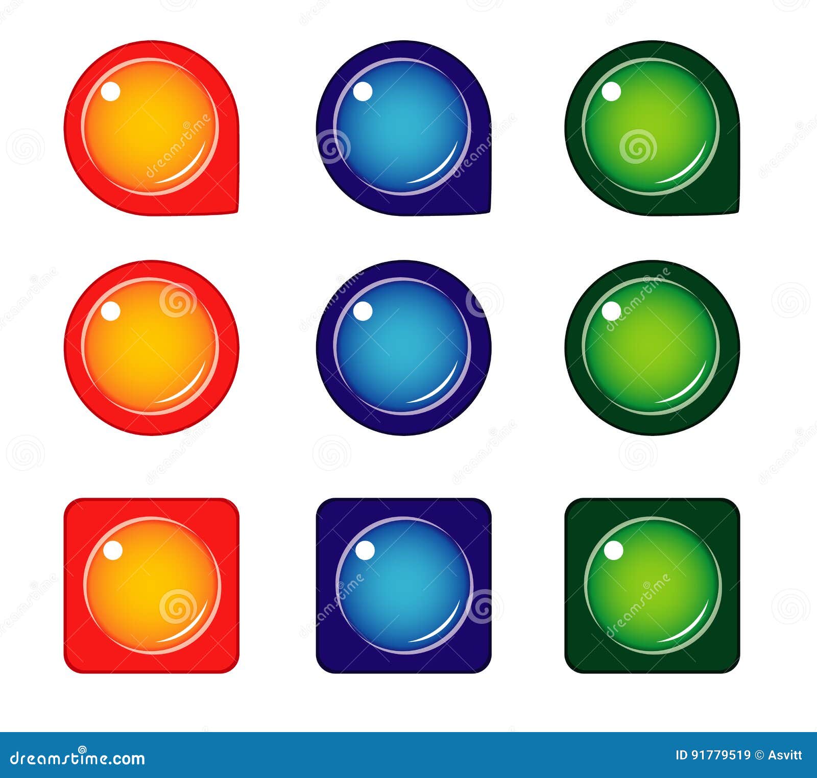 Buttons traffic light stock vector. Illustration of decorative - 91779519