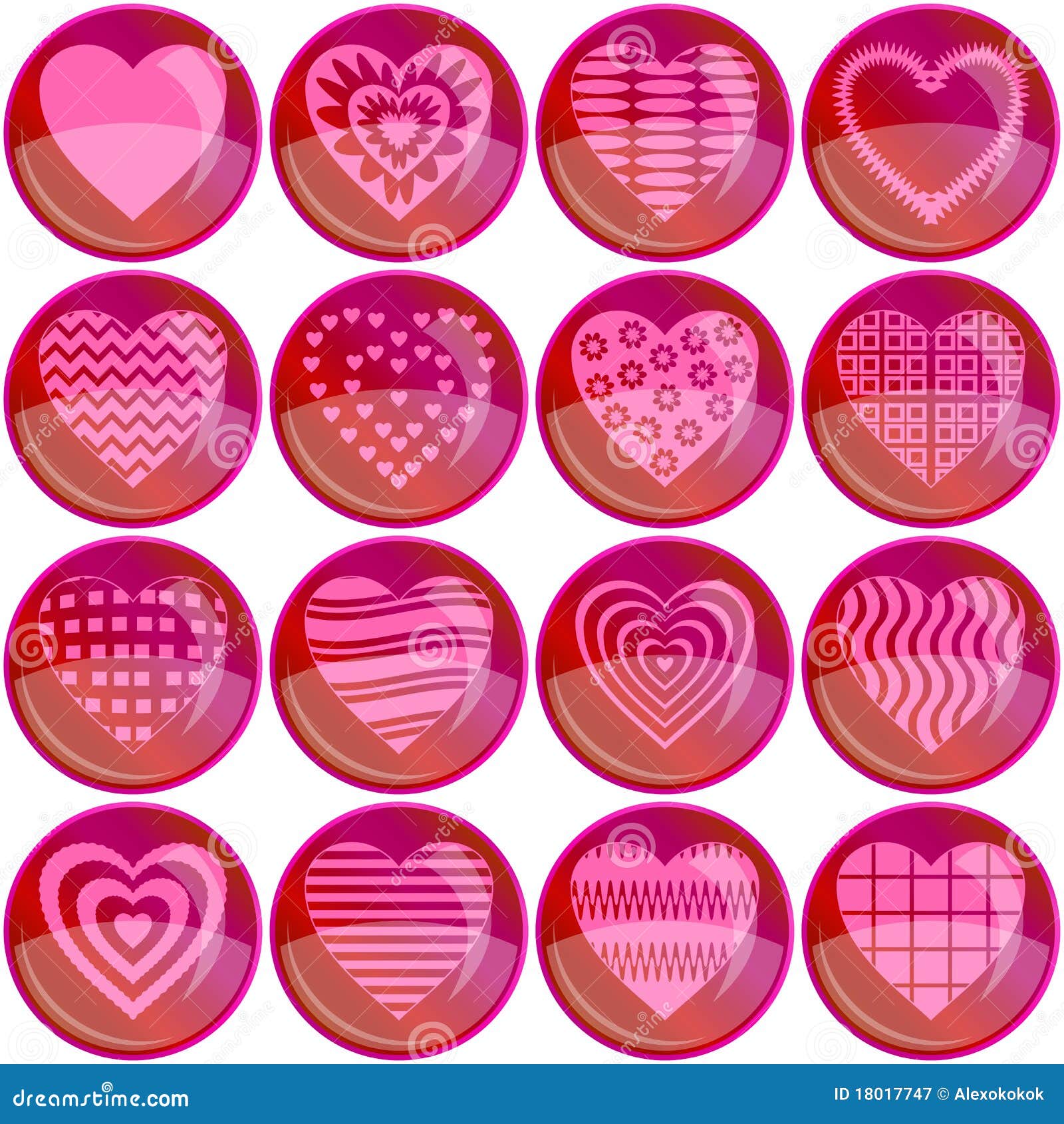 Buttons, Valentine Heart, Set Stock Vector - Illustration of button ...
