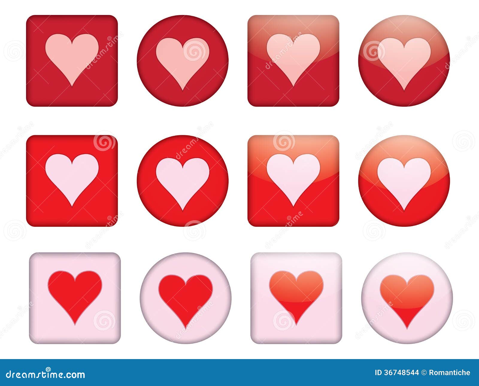 Buttons with valentine stock vector. Illustration of collection - 36748544