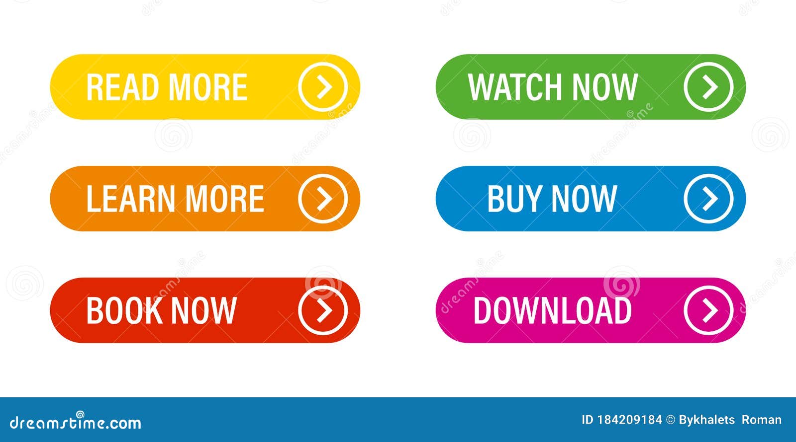 Buttons Vector Isolated Web Design Elements. Vector Web Action Buttons ...