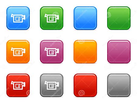 Buttons with Videocamera Icon Stock Vector - Illustration of square ...