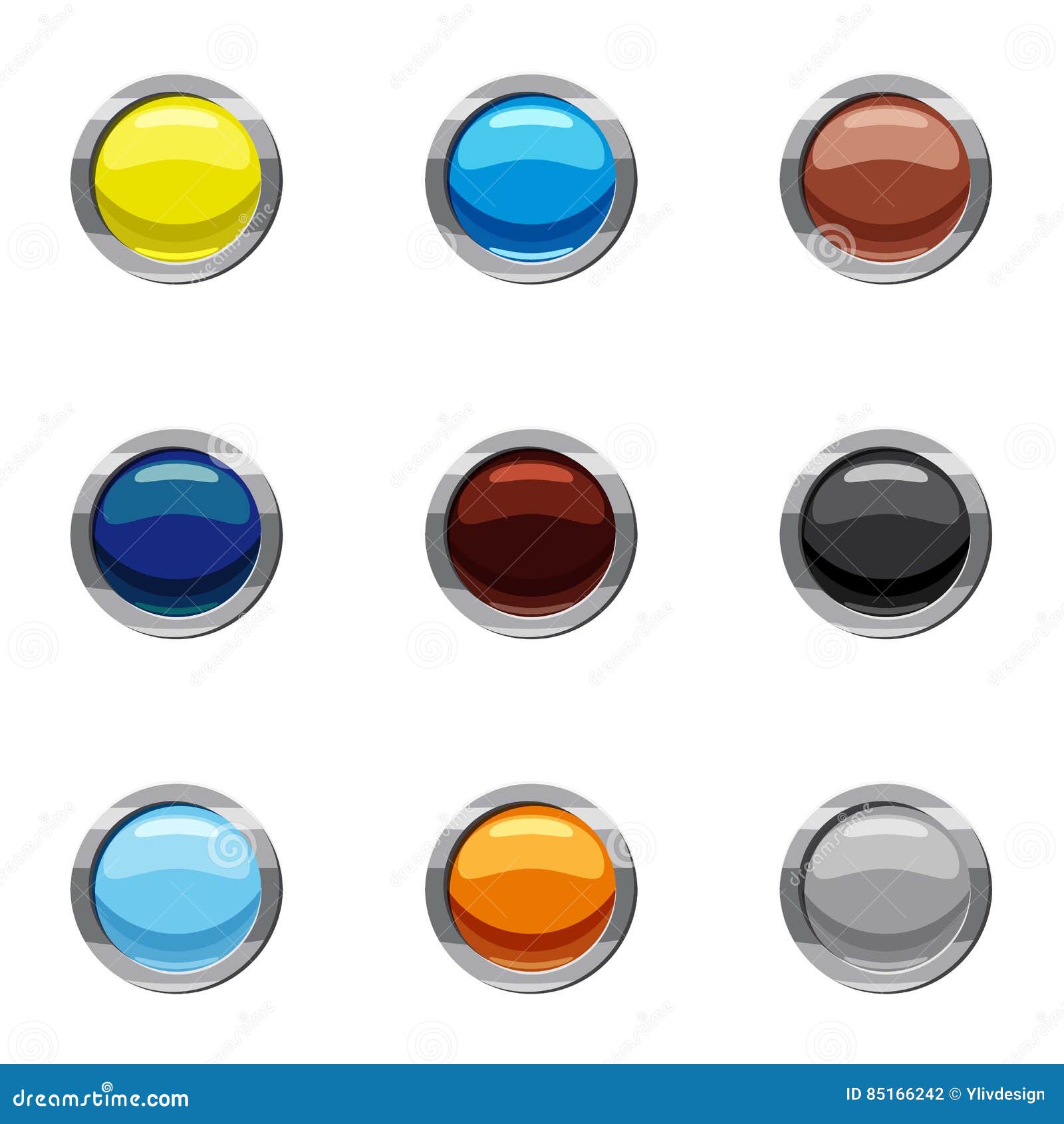 Buttons for Web Icons Set, Cartoon Style Stock Vector - Illustration of ...