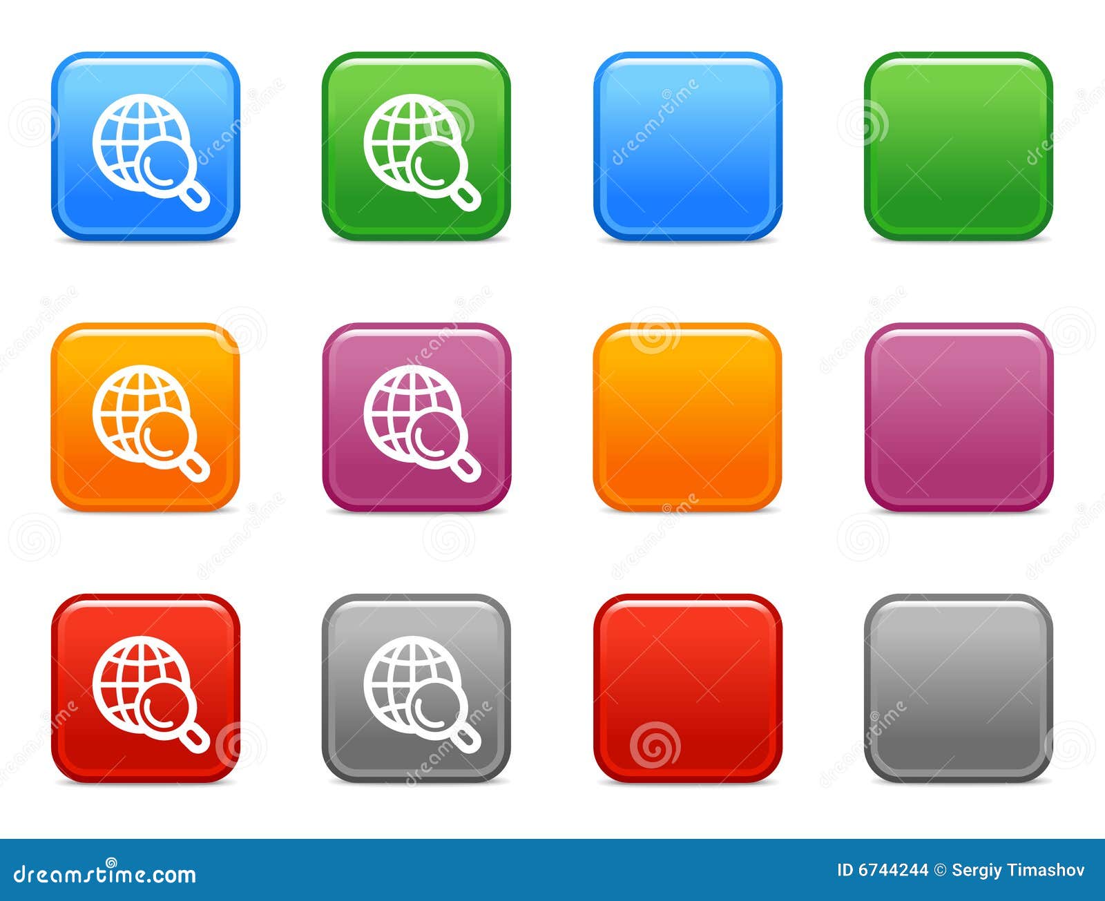 Buttons with Web Search Icon Stock Vector - Illustration of icons ...