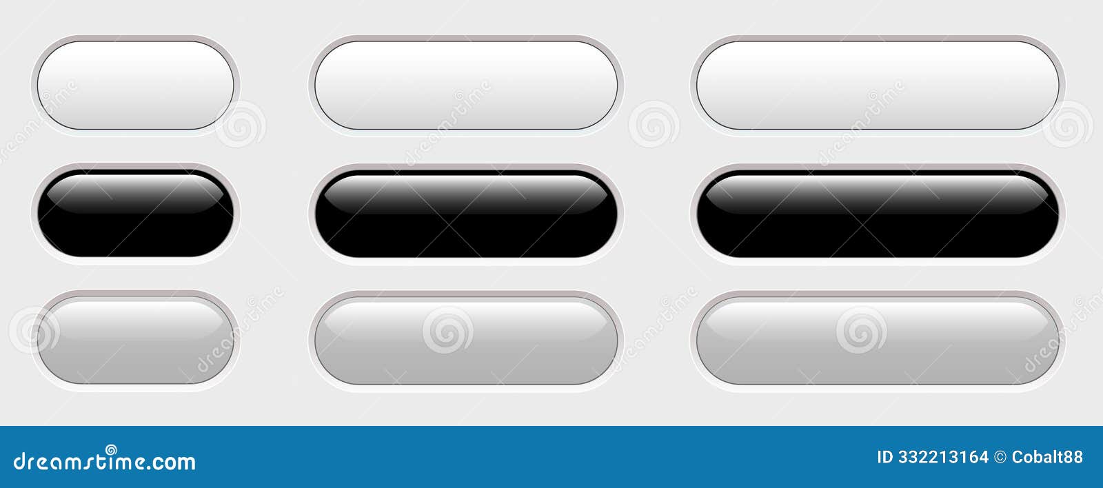 Buttons White, Gray and Black Isolated, Interesting Navigation Panel ...