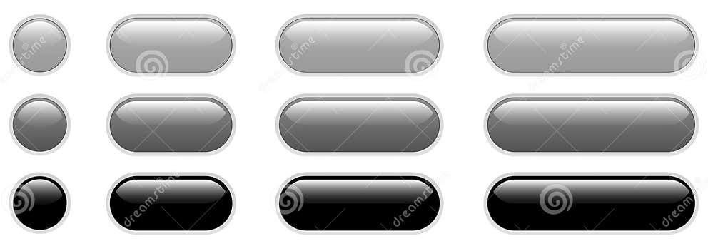Buttons White, Gray and Black Isolated, Interesting Navigation Panel ...