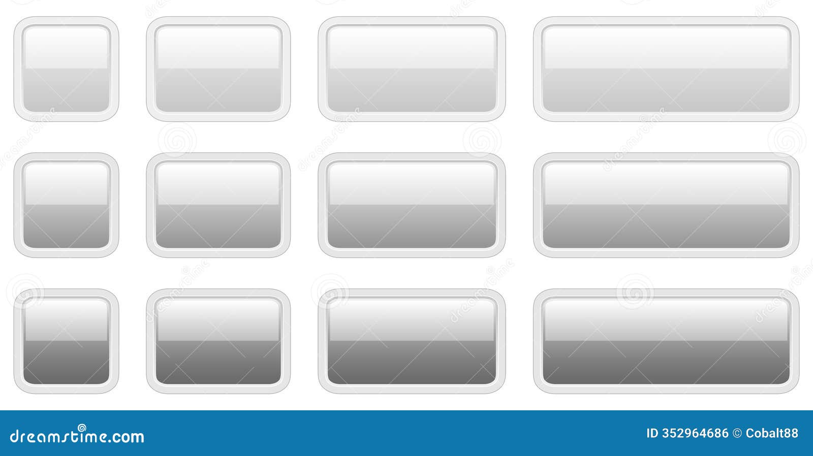 Buttons White Gray Square and Rectangle Shapes Collection, Interesting ...